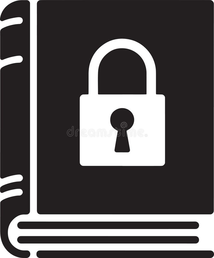 Secured Knowledge Book Vector Illustration Symbolizing Confidential Information and Data ...