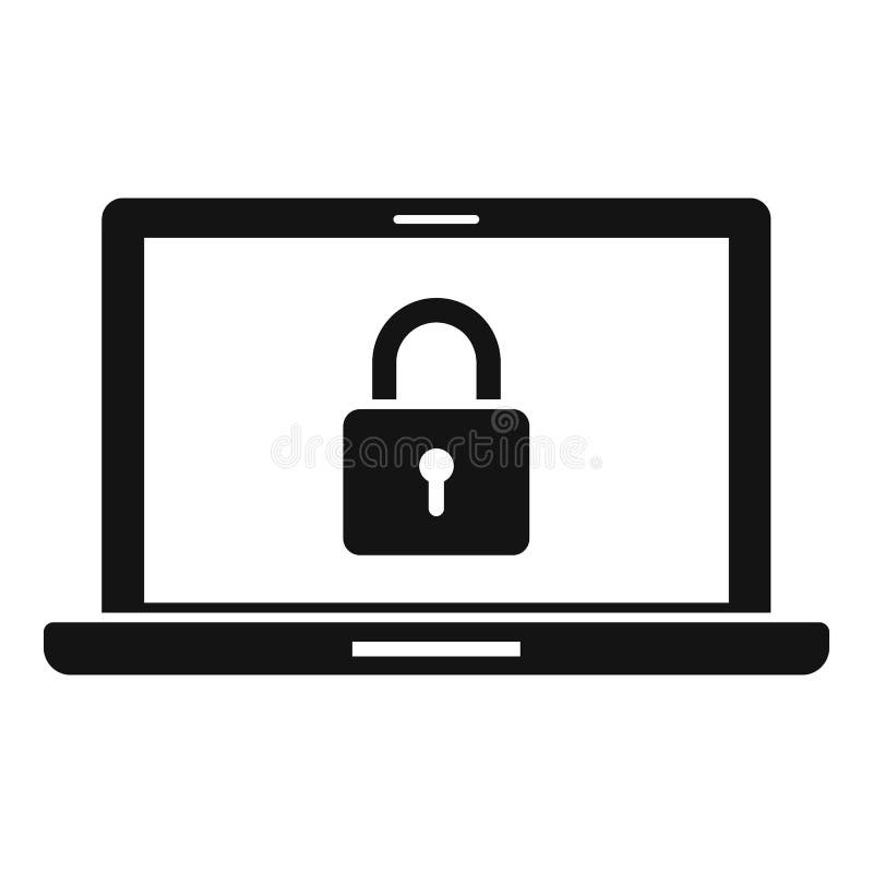 Secured Computer Icon, Outline Style Stock Vector - Illustration of ...