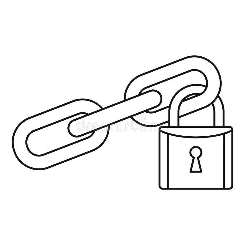 Secured Lock Icon, Outline Style Stock Vector - Illustration of design ...