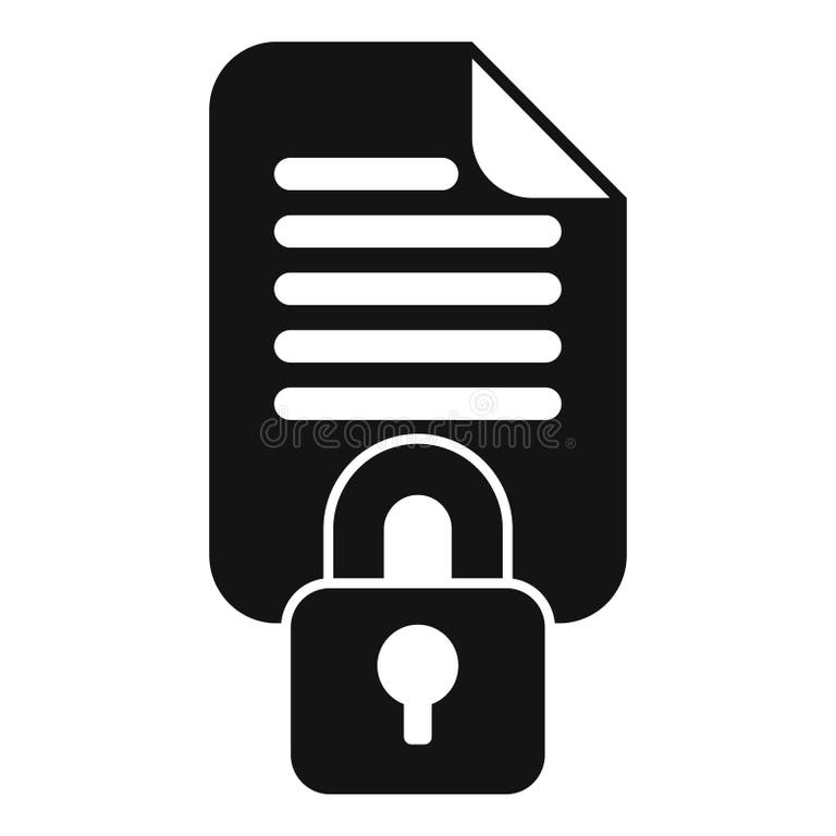 Secured Locked Document Icon Simple Vector. Illegal Protection Stock ...