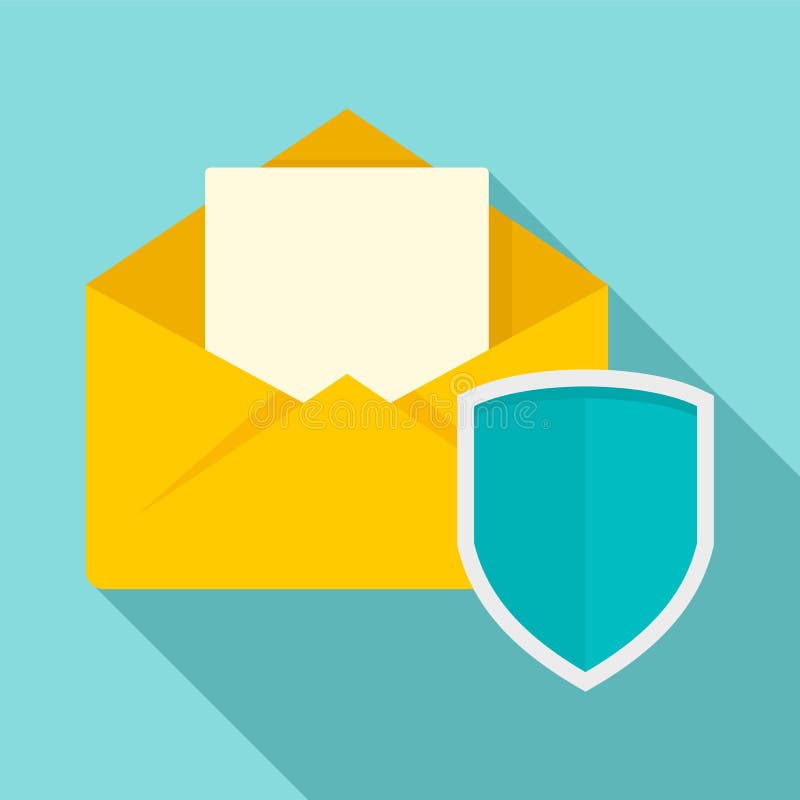 Secured Mail Icon, Flat Style Stock Vector - Illustration of malware ...