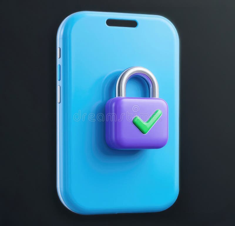 Secured Mobile Phone with Padlock and Check Mark for Data Protection ...