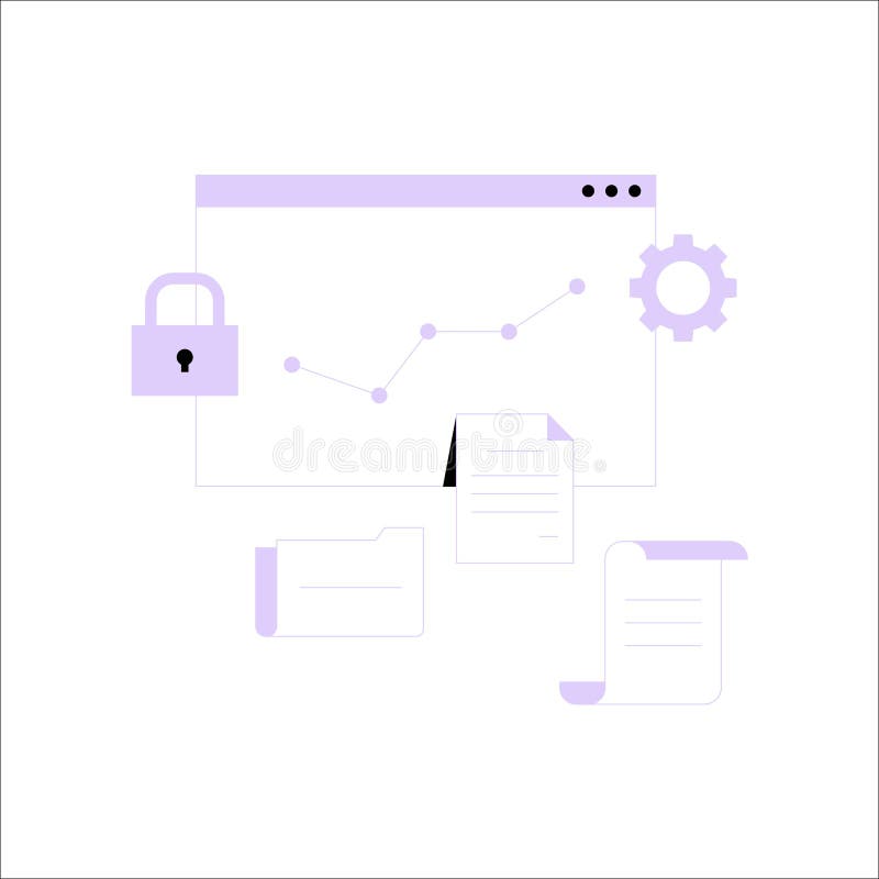 Secured Online Data Management in Flat Vector Illustration Symbolizing ...