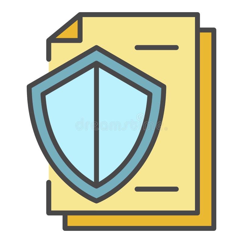 Secured Paper Icon Color Outline Vector Stock Vector - Illustration of ...