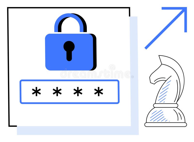Secured Password Concept with Strategy and Growth Symbolized by Chess ...