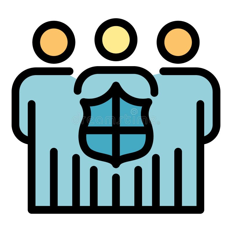 Secured People Icon Color Outline Vector Stock Vector - Illustration of ...