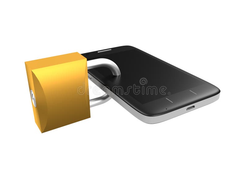 Secured phone 3d rendering stock illustration. Illustration of ...