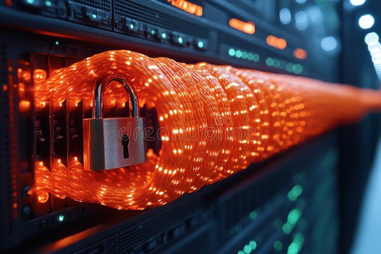 Secured Server Network with Fiber Optic Cables and Lock Stock ...
