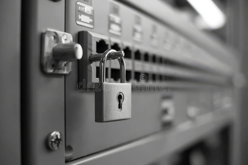 Secured Server Rack with a Padlock Symbolizing Safe Data Storage and ...