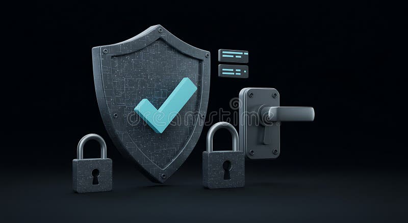 Secured System Shield Protection with Padlocks and a Door Handle Stock ...