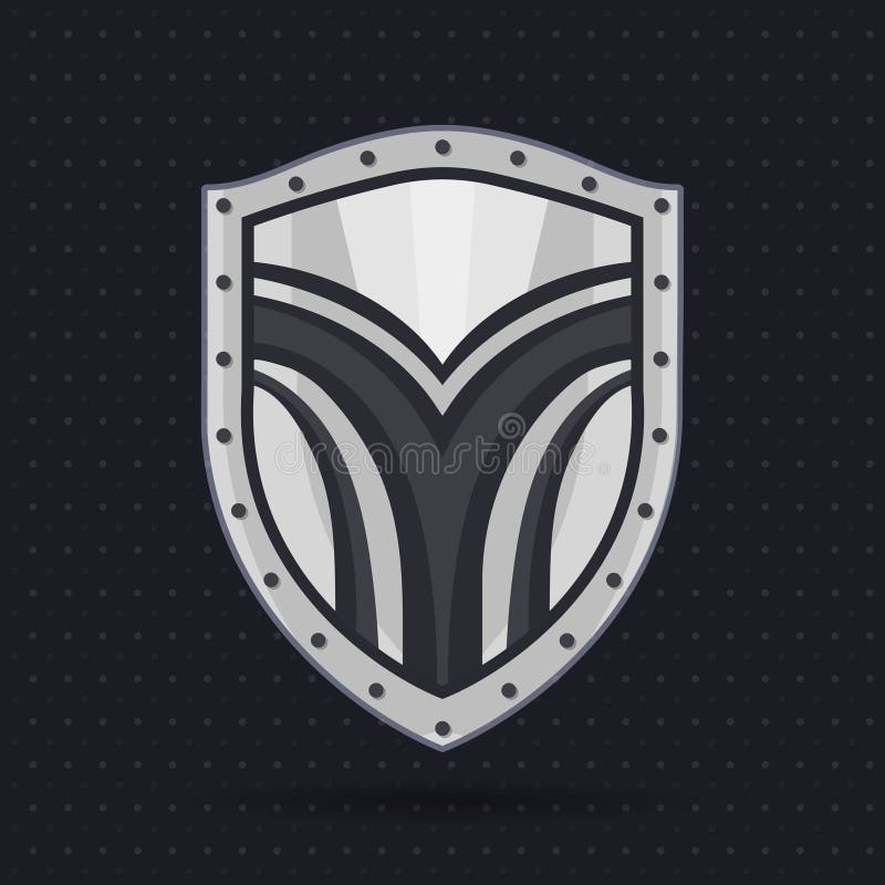 Secured Technology. Metallic Shield in Dark Background Stock Vector ...