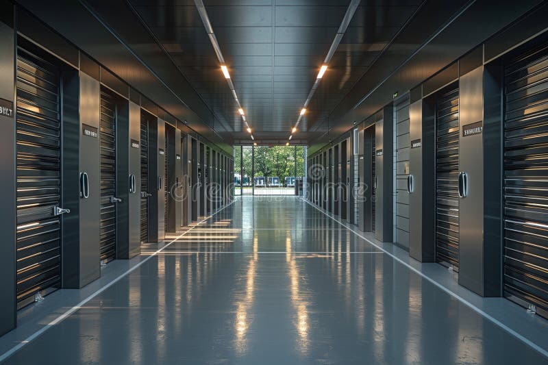 Secured Warehouse Rooms with Locks, Closed Roller Shutters, and Storage ...