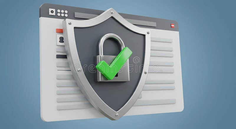 Secured Website Browser with Shield and Padlock for Online Protection ...