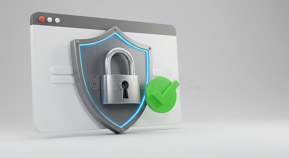 Secured Website Protected by Padlock and Shield with a Green Checkmark ...