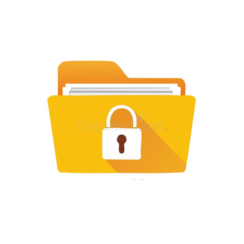 Secured Yellow Folder with Lock Icon - Data Protection and Document Security Stock Illustration ...