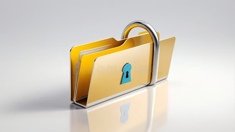 Secured Yellow Folder with Padlock Concept for Data Protection Stock ...