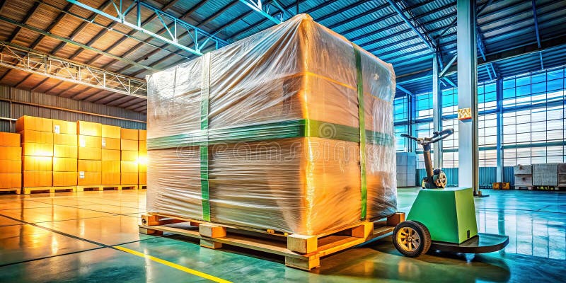 Securely Packed Cargo on Pallet Awaits Shipment Optimized for Efficient ...