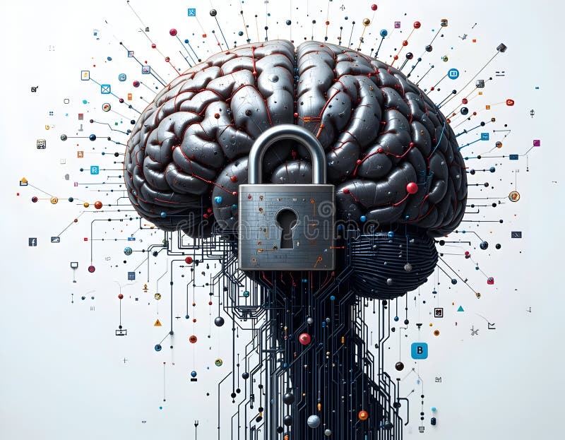 Securing Artificial Intelligence Brain with Padlock Concept Stock ...