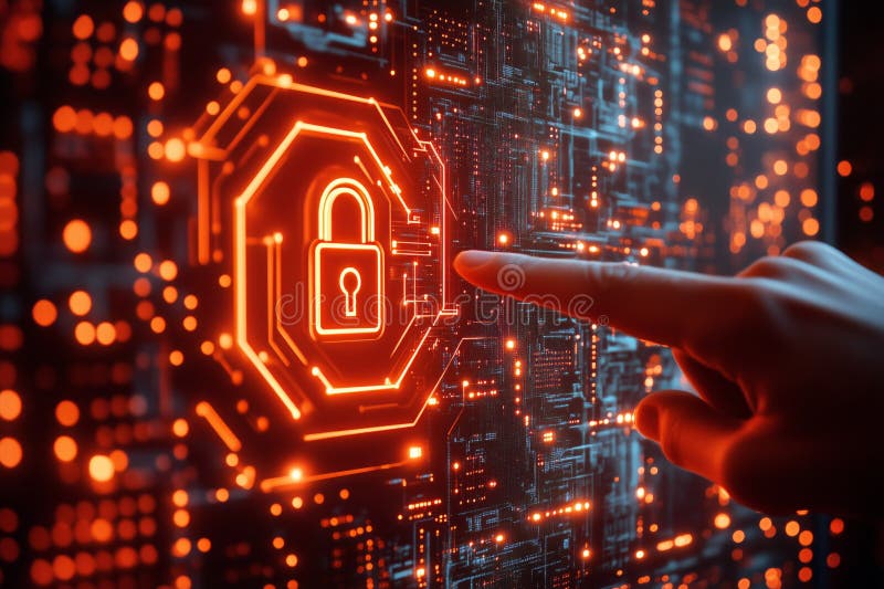 Securing Digital Data with a Virtual Lock on a Technology Background ...