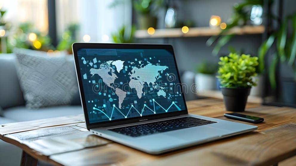 Securing Digital Frontiers: Laptop Guarded by Virtual Lock. Concept ...