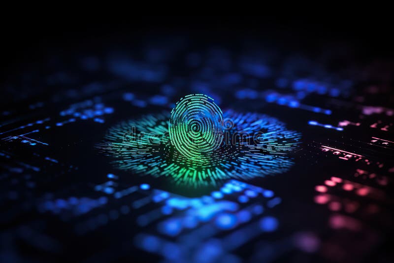 Biometric Fingerprint Password with Padlock Icon. Security Concept ...