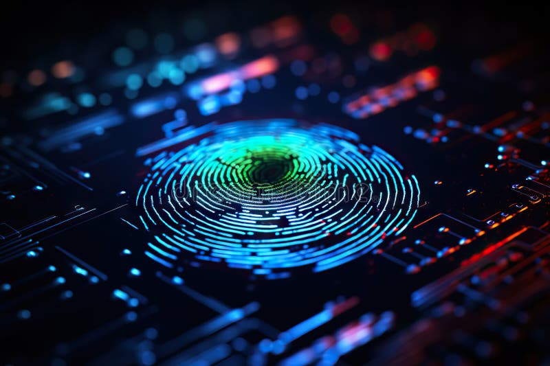 Biometric Fingerprint Password With Padlock Icon Security Concept