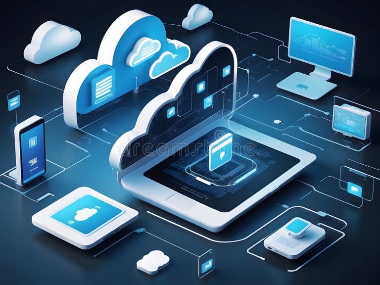 Securing the Personal Data Information in Remote Spaces Stock Illustration - Illustration of ...