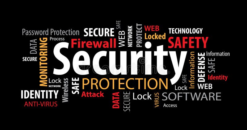 Security Word Cloud stock illustration. Illustration of antivirus ...