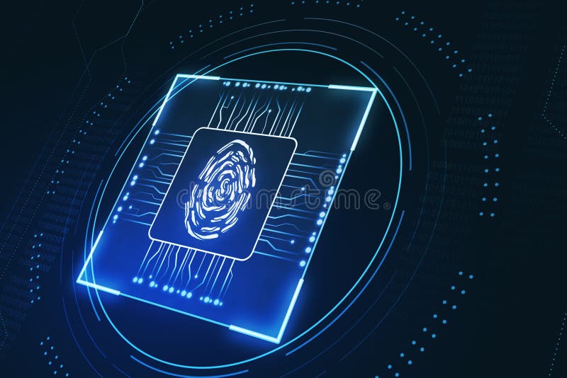 Security Access and Biometric Identification Concept with Glowing ...