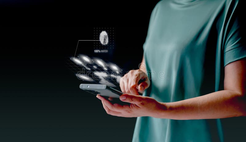 Security Access with Biometrics Identification. Fingerprint Scan Stock ...