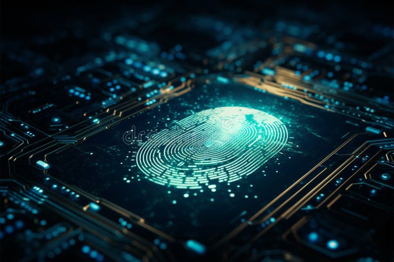 Security Access With Fingerprint Scan And Binary Code On Deep Blue