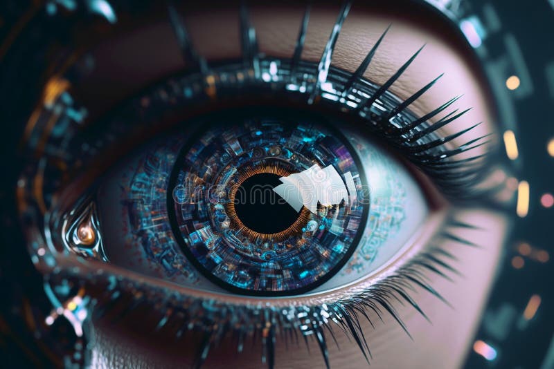 Close Up on Eye Scan Technology. Digital Information Data Eye Sight ...