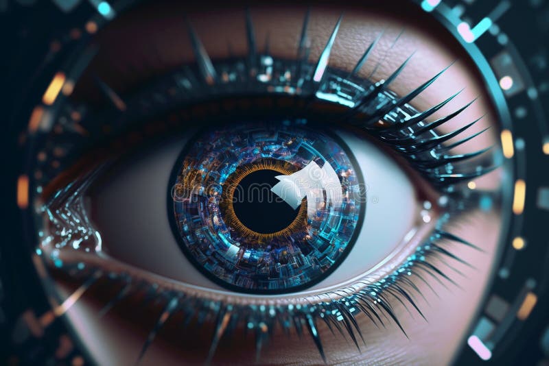 Close Up on Eye Scan Technology. Digital Information Data Eye Sight ...