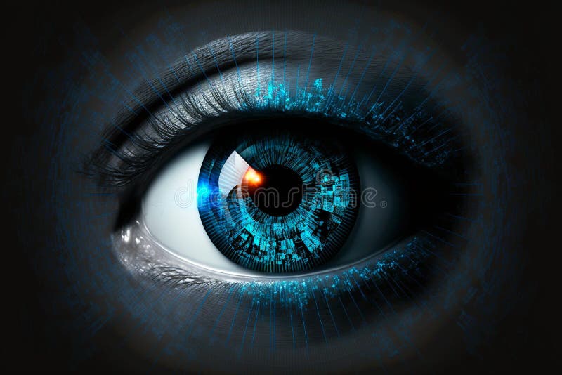 Close Up on Eye Scan Technology. Digital Information Data Eye Sight ...
