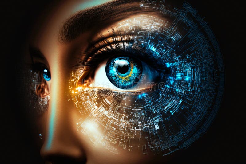 Close Up on Eye Scan Technology. Digital Information Data Eye Sight ...