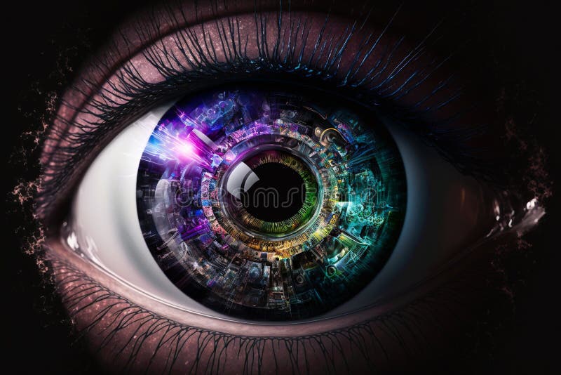 Close Up on Eye Scan Technology. Digital Information Data Eye Sight ...