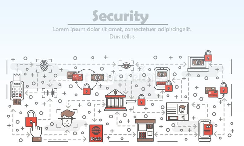 Vector Thin Line Security Poster Banner Template Stock Vector ...