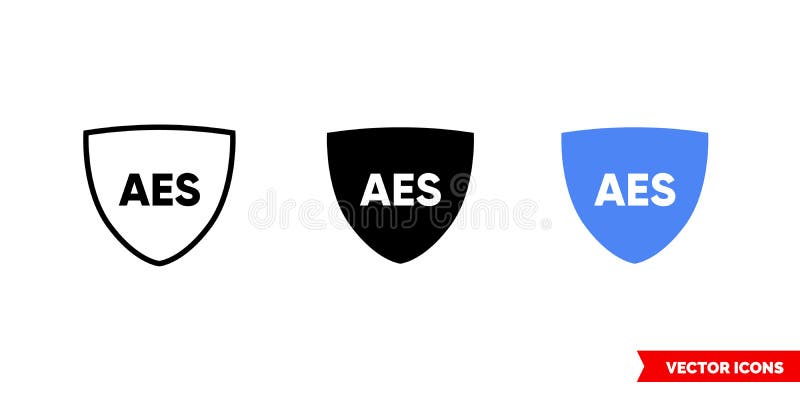Security AES Icon of 3 Types Color, Black and White, Outline. Isolated ...