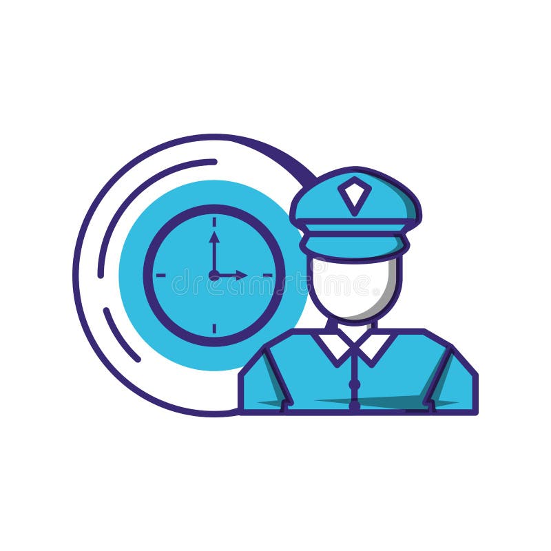 Security Agent with Time Clock Stock Vector - Illustration of military ...