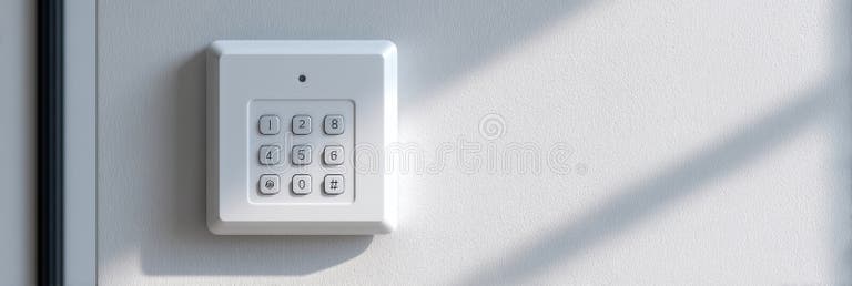 Security Alarm Control Panel Mounted on Wall in Indoor Setting with ...