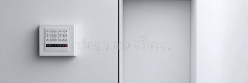 Security Alarm Control Panel on White Wall with Empty Space Nearby for ...