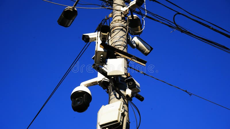 Security and Alarm Systems Technology Concept: Many CCTV Cameras are ...