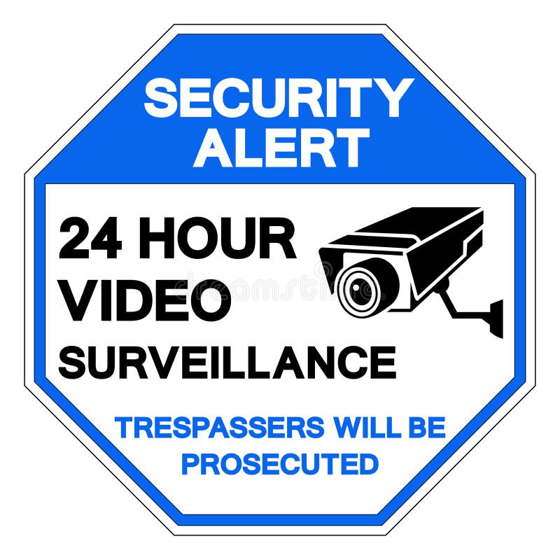 Security Alert 24 Hour Video Surveillance Symbol Sign, Vector ...