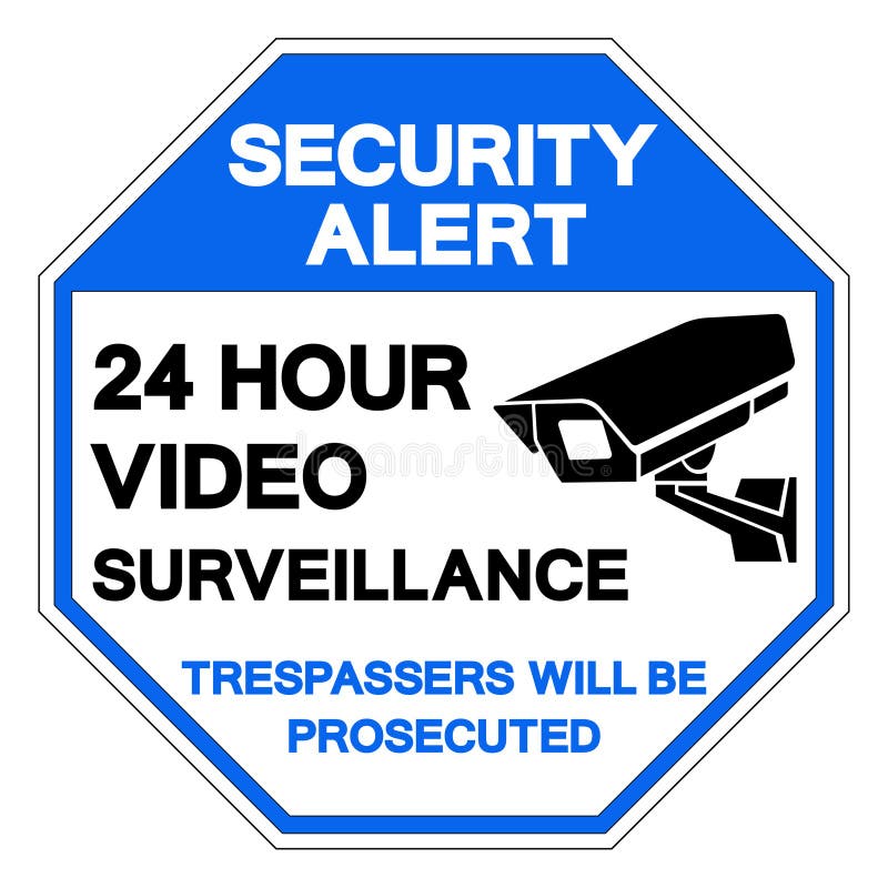 Security Alert 24 Hour Video Surveillance Symbol Sign, Vector ...