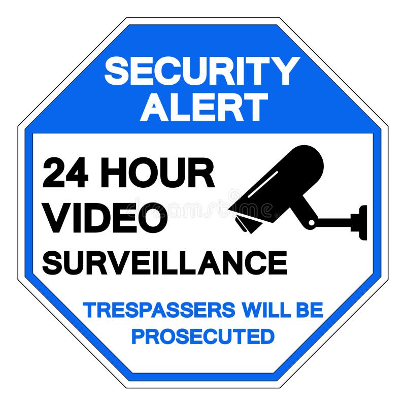 Security Alert 24 Hour Video Surveillance Symbol Sign, Vector ...