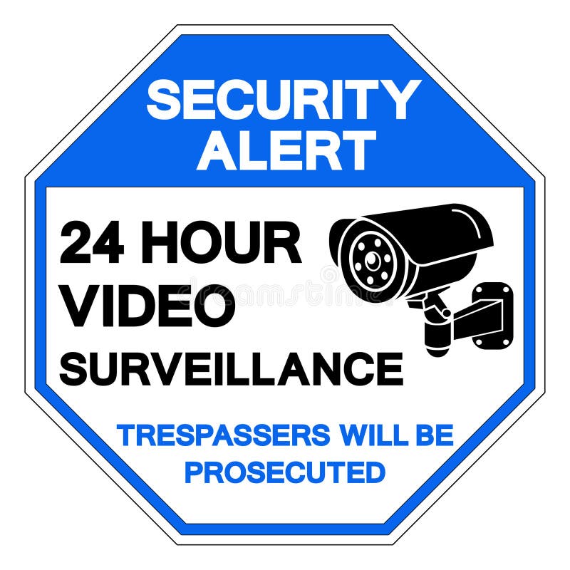 Security Alert 24 Hour Video Surveillance Symbol Sign, Vector ...