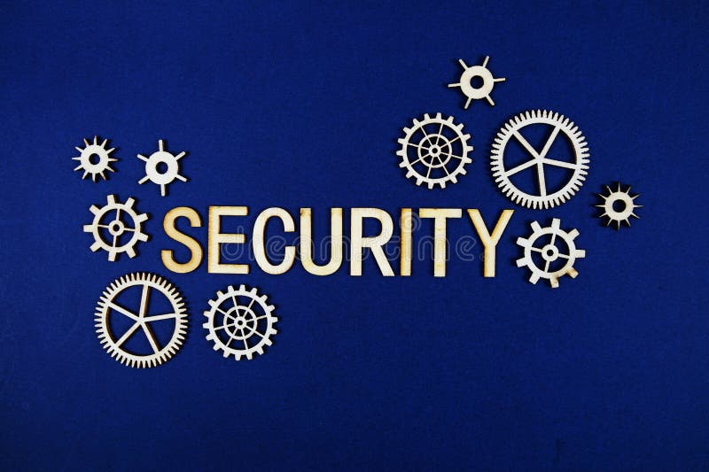 Security Alphabet Letters with Gears Element on Navy Blue Background ...