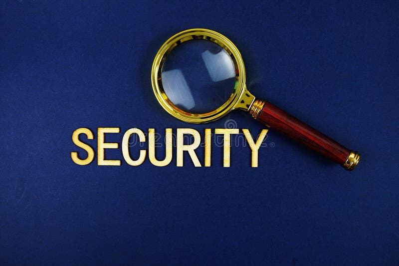 Security Alphabet Letters Magnifying Glass Navy Blue Background Stock ...