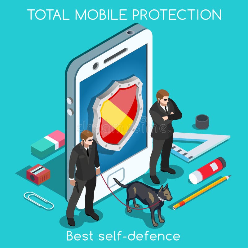 Security App 01 Concept Isometric Stock Vector - Illustration of mobile ...
