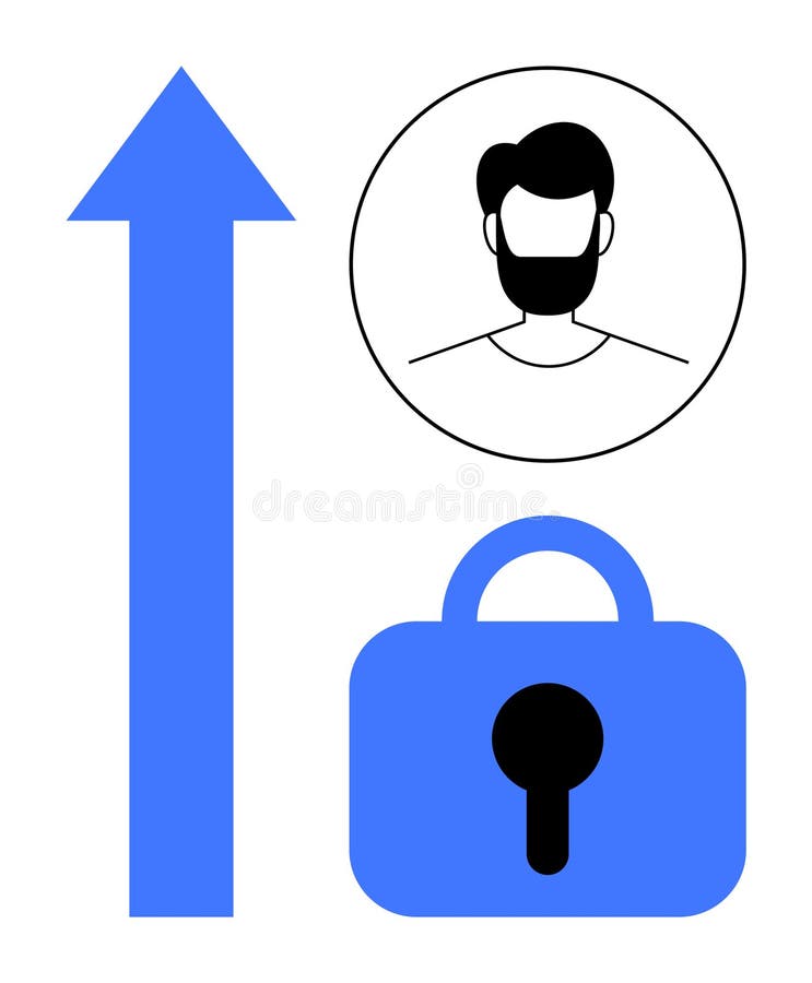 Security and Authentication Graphic with User Profile Lock and Upward ...
